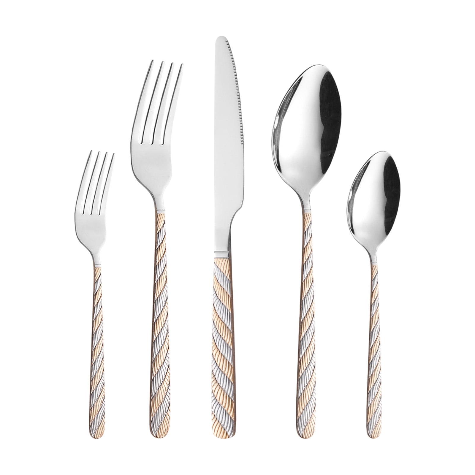 Btomtd 5pcs Twisted Rope Embossed Tableware Set in Stainless Steel with ...