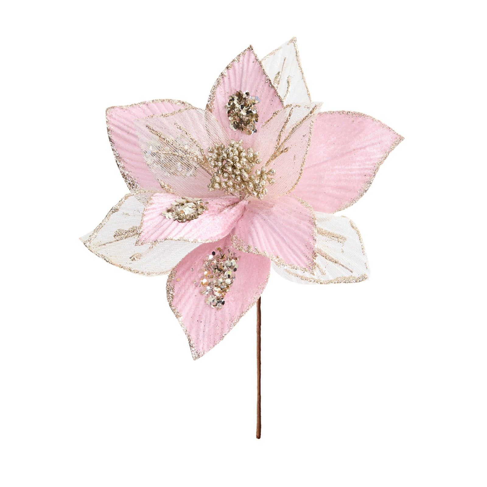 Btomtd 9.4"x9.4" Artificial Christmas Flower Pick, Cloth Material ...