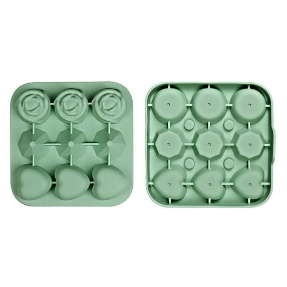 Btomtd 9-Cavity Rose Heart Ice Cube Molds Food Grade Silicone Ice Cube ...