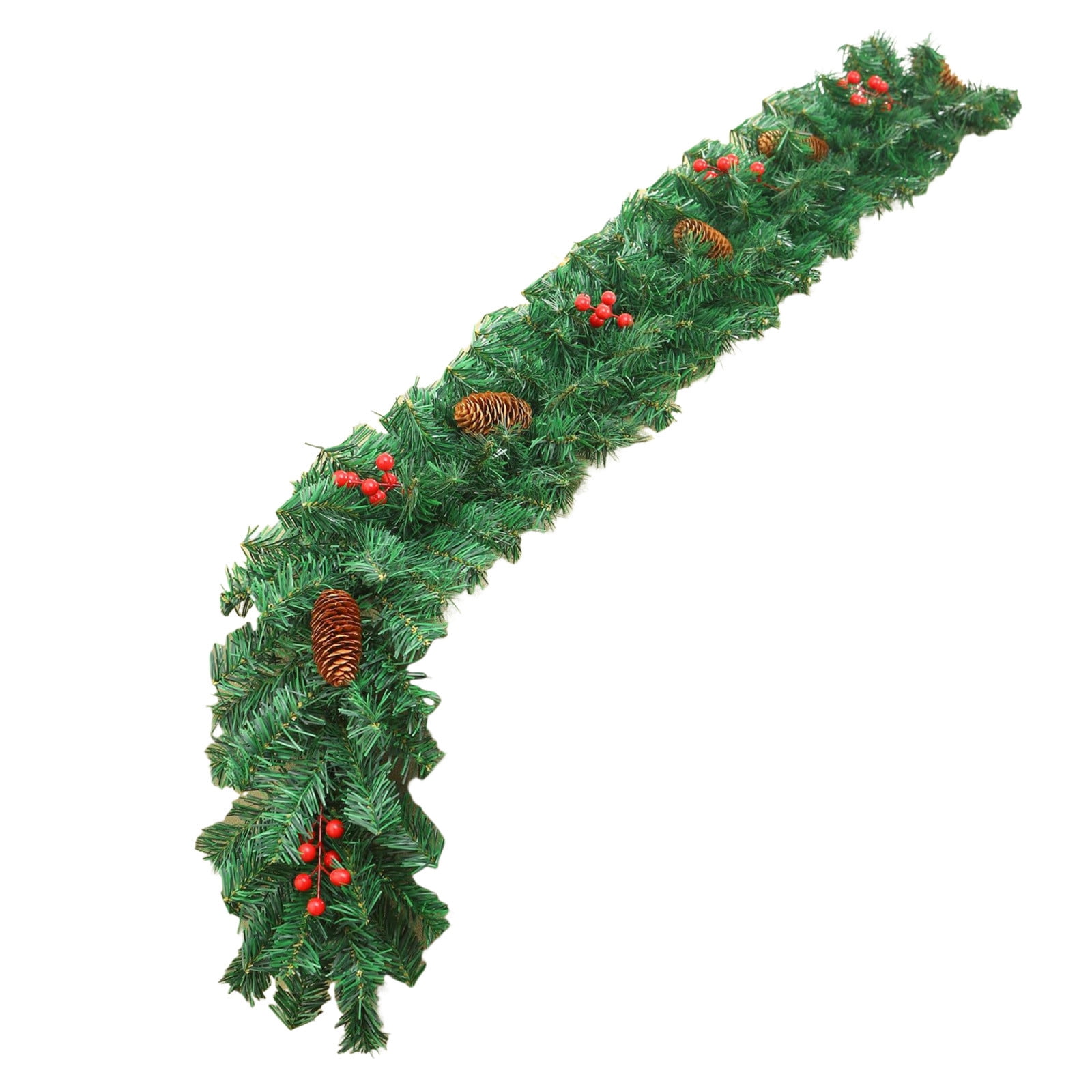 Btomtd 9ft Christmas Rattan Garland with Red and Golden Fruit, Large ...