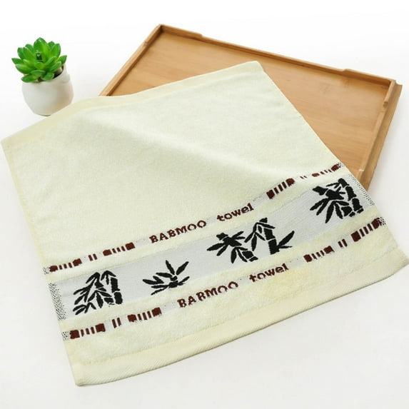 Btomtd Bamboo Fiber Face Towels with Ink Bamboo Pattern, Soft Absorbent ...