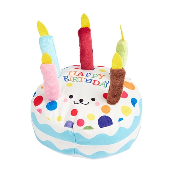 Btomtd Birthday Cake Shaped Squeaky Dog Toys, 6.3" Plush Chew Pet Toys ...