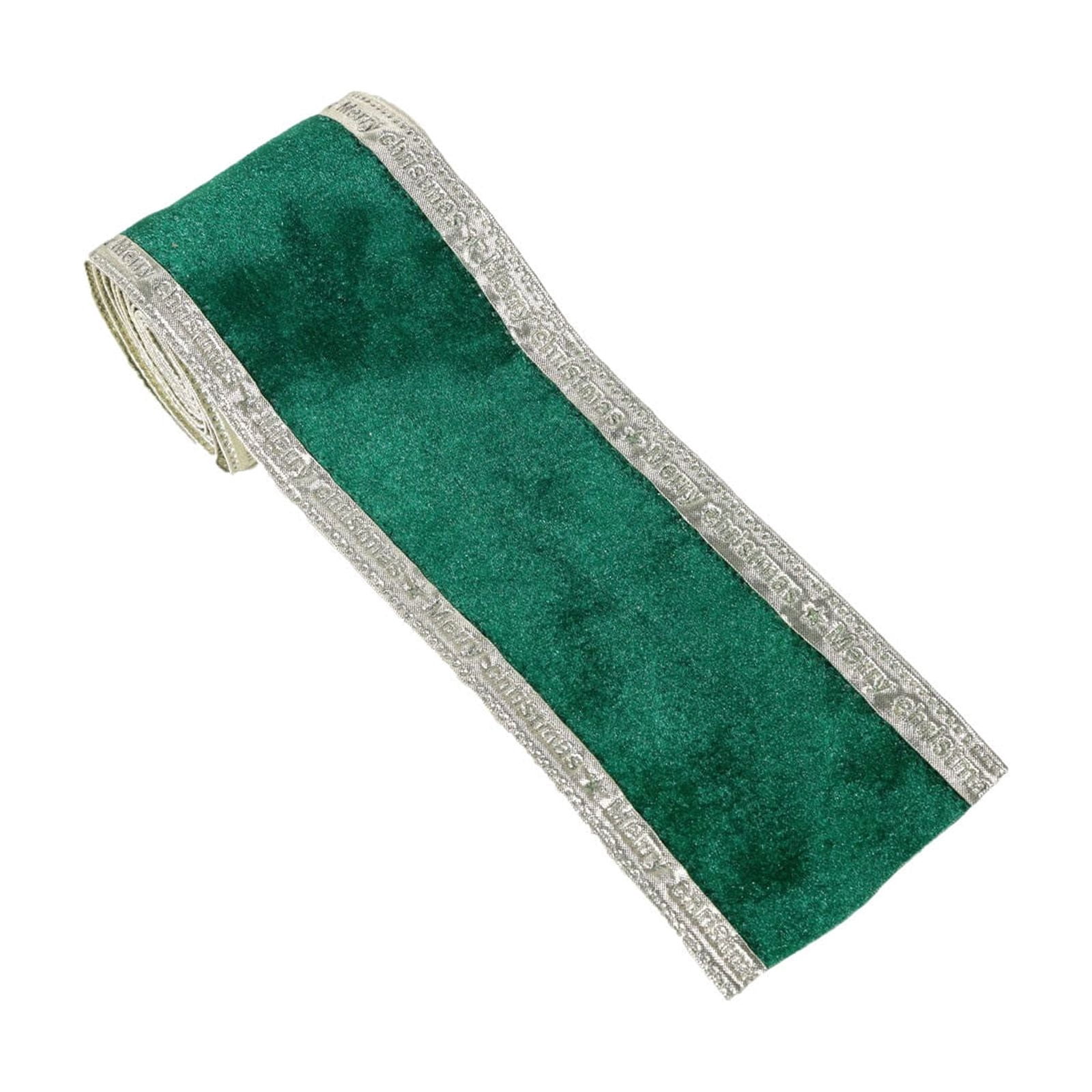 Btomtd Christmas Velvet Ribbon, 4 Inch x 5.5 Yards, Embossed Border ...