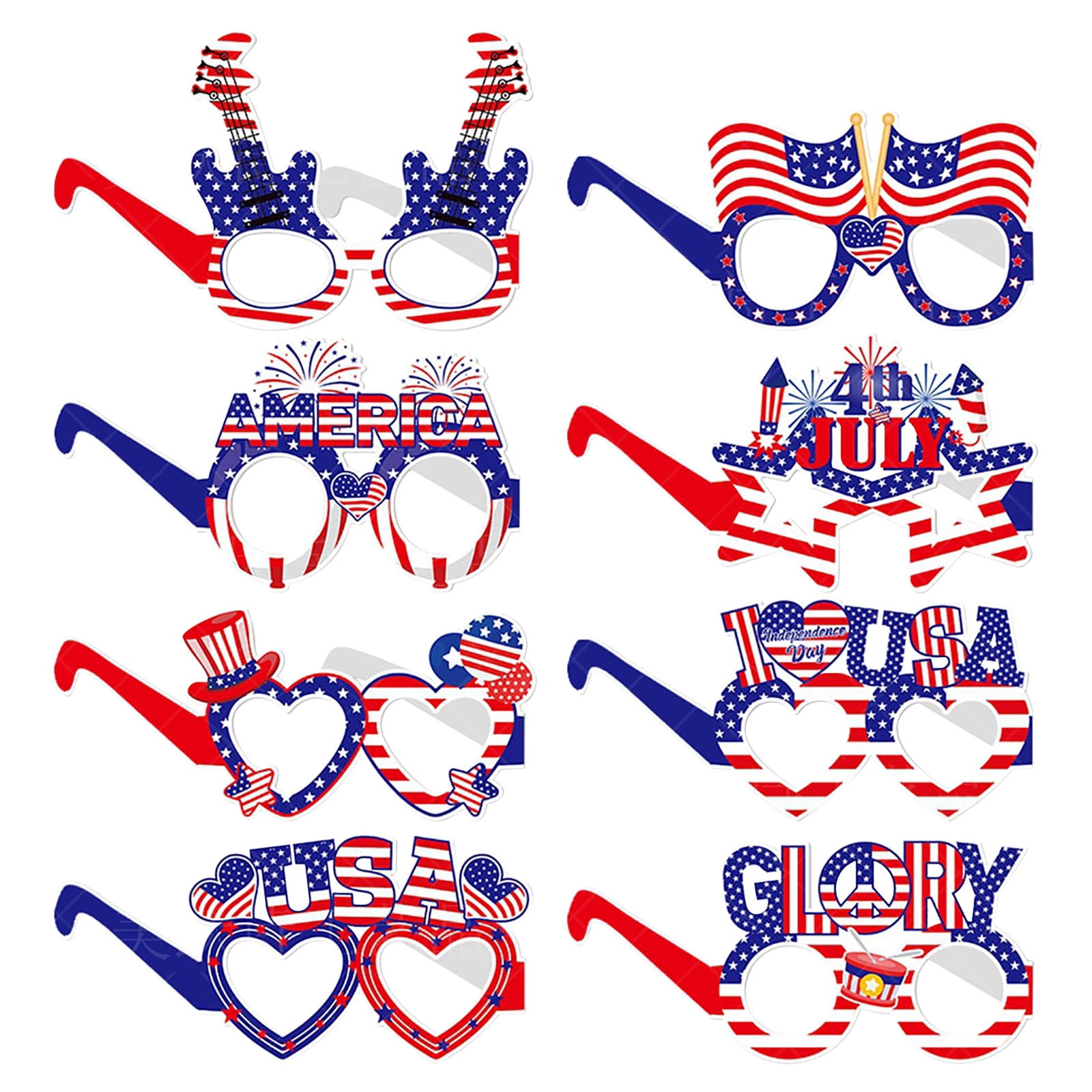 Btomtd 4th Of July Glasses, 8pc Independence Day Eyeglasses For ...