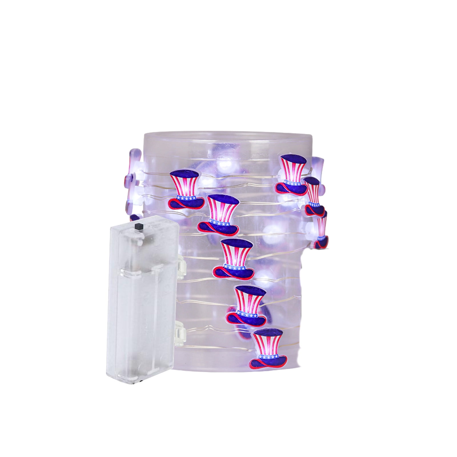 Btomtd LED Lights Red White Blue Star And Flag Lights Battery Operated ...