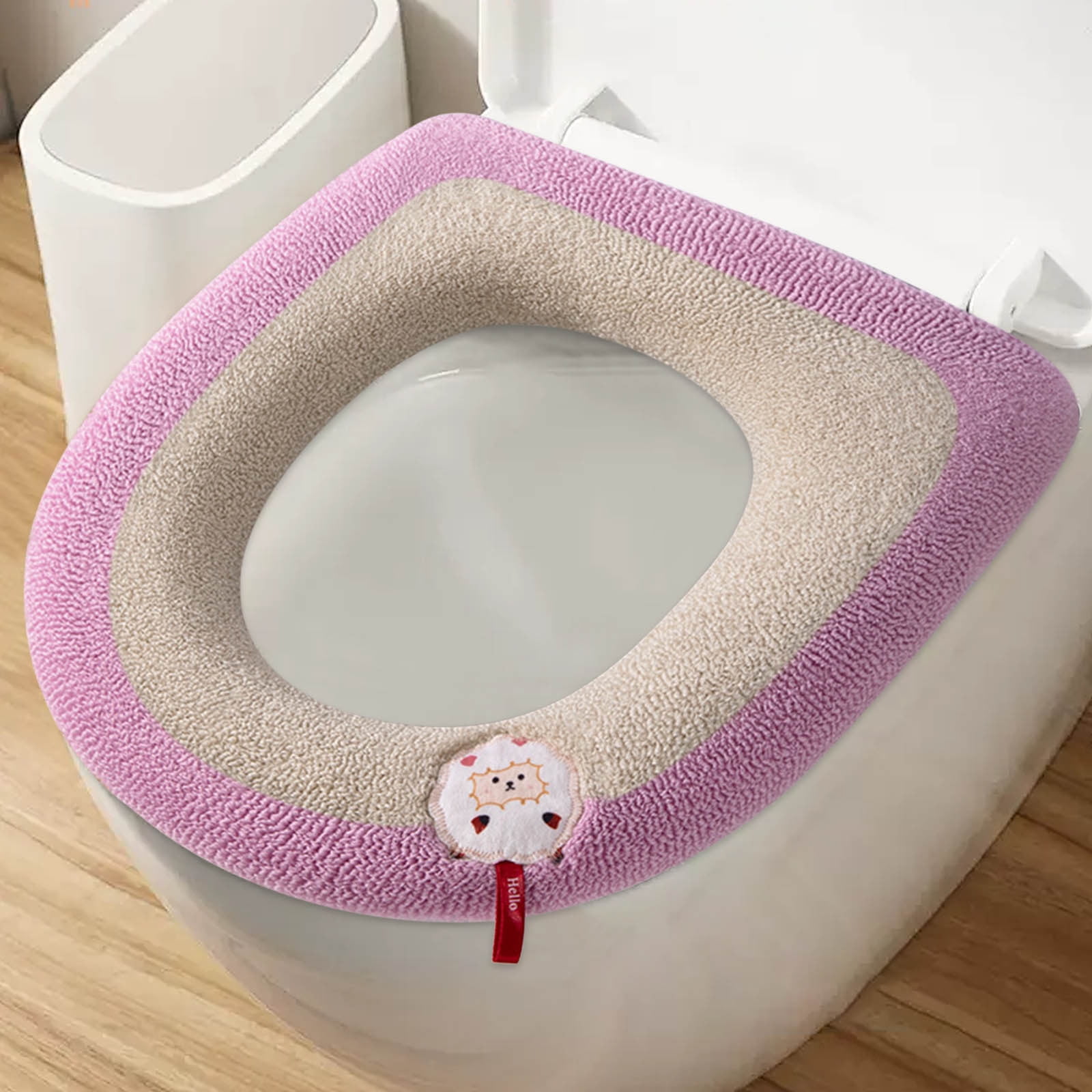Btomtd Fall and Winter Extra Thick Home Plush Lamb Handled Toilet Seat ...