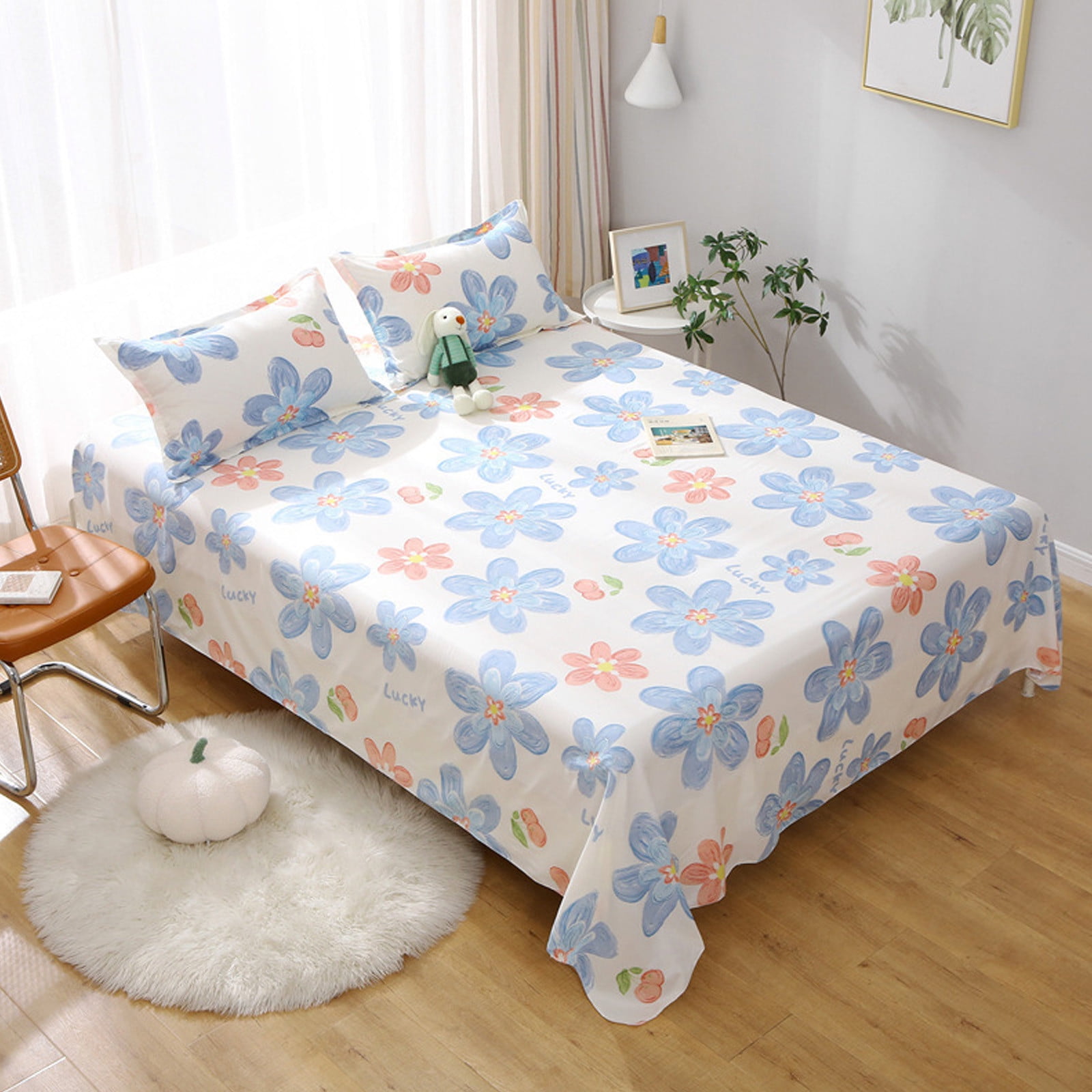 Btomtd Floral Pattern Bed Sheets Machine Washable Queen Sheets Set ...