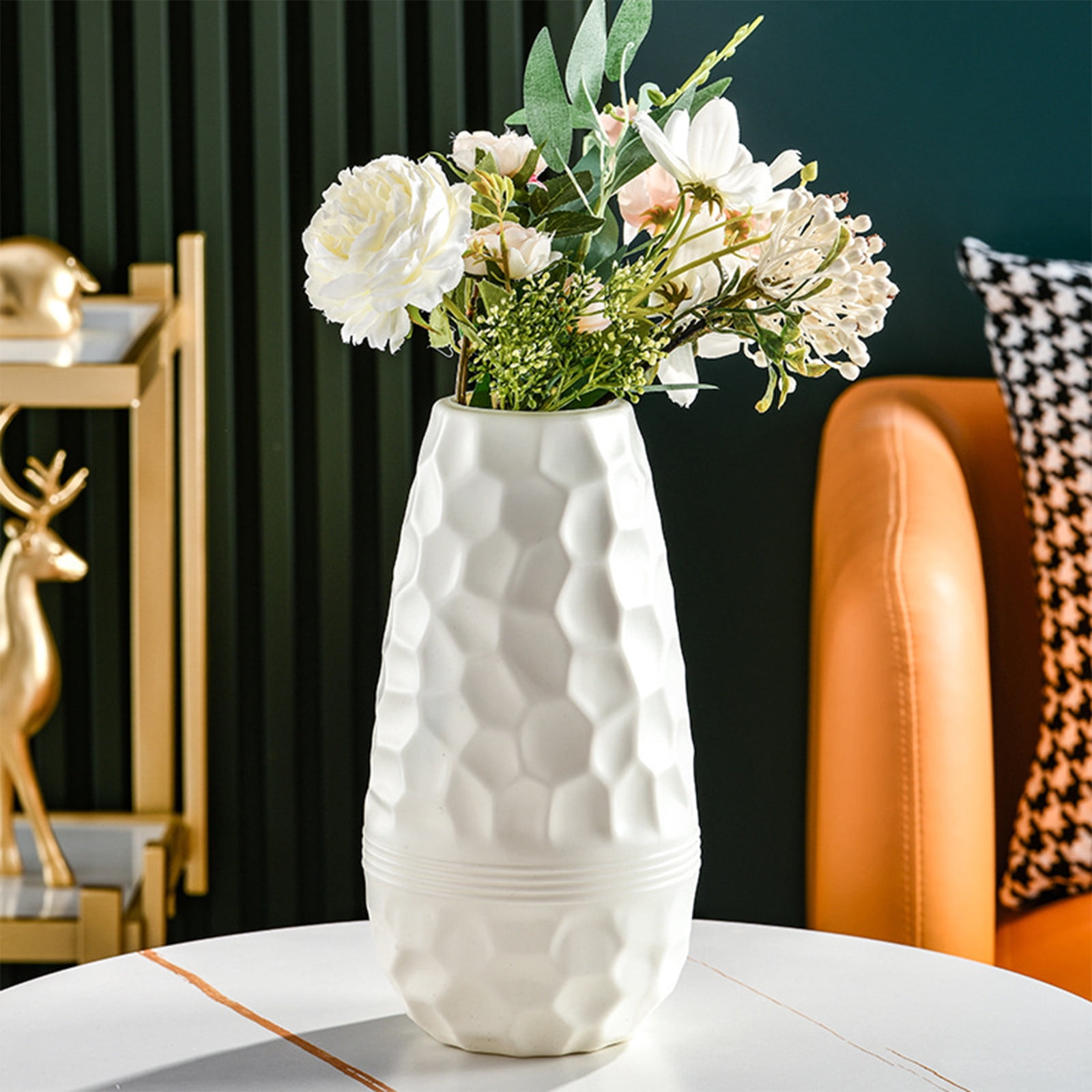 Btomtd Glazed Finish Flower Pot, Plastic Vase for Living Room Decor ...