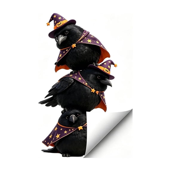 Btomtd Halloween Window Clings, Cute Stacking Crows Pattern No-Adhesive ...