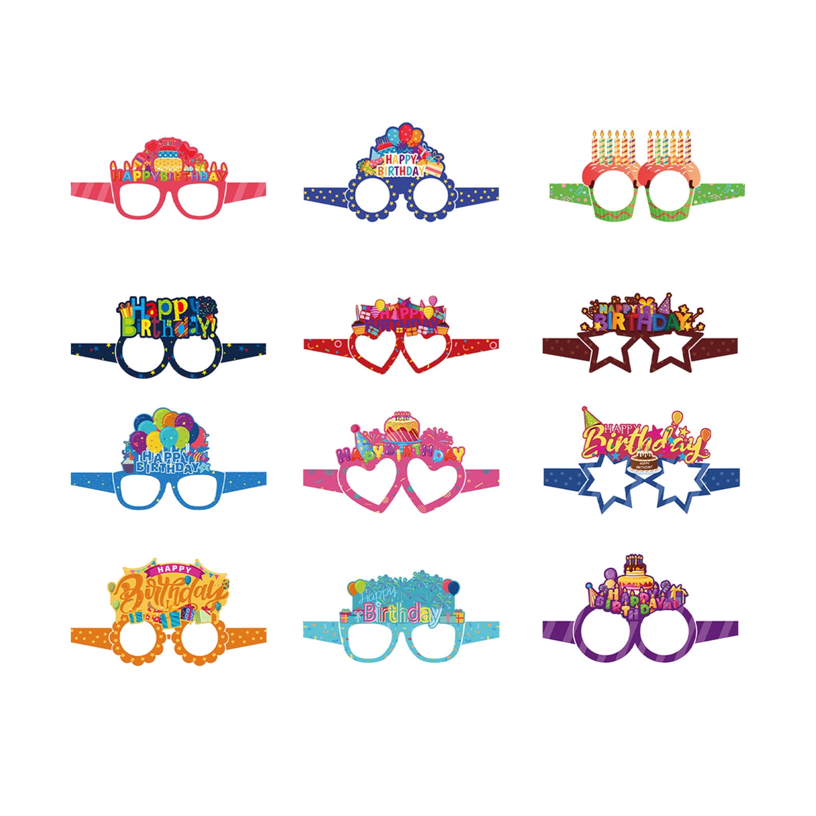 Btomtd Happy Birthday Party Glasses Colorful Birthday Party Paper ...