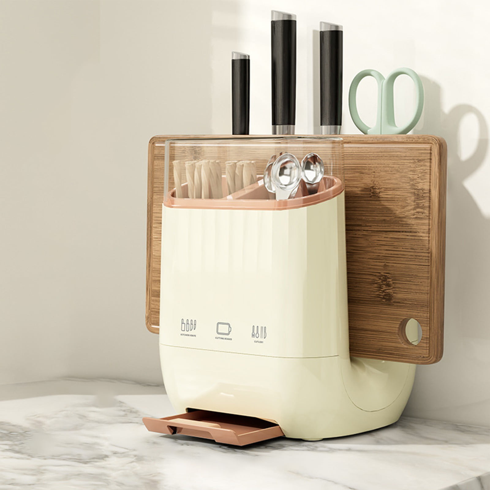 Btomtd Kitchen Knife Block and Utensil Organizer, Multifunctional ...