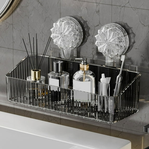 Btomtd Medium Suction Cup Bathroom Shelf Rack, No-Drill Wall Mounted ...