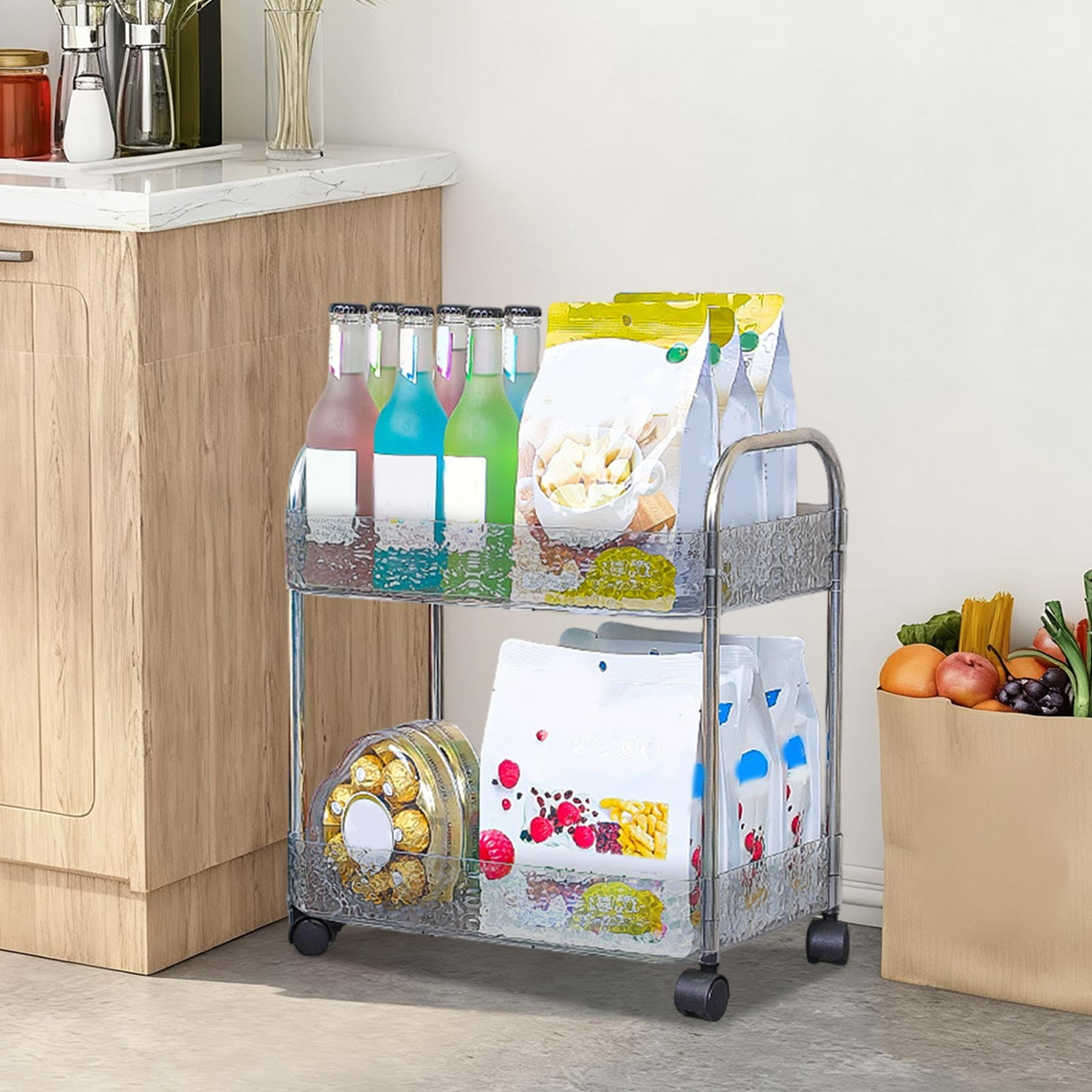 Btomtd Multi-Tier Transparent Storage Trolley, Multi-Layer Movable ...
