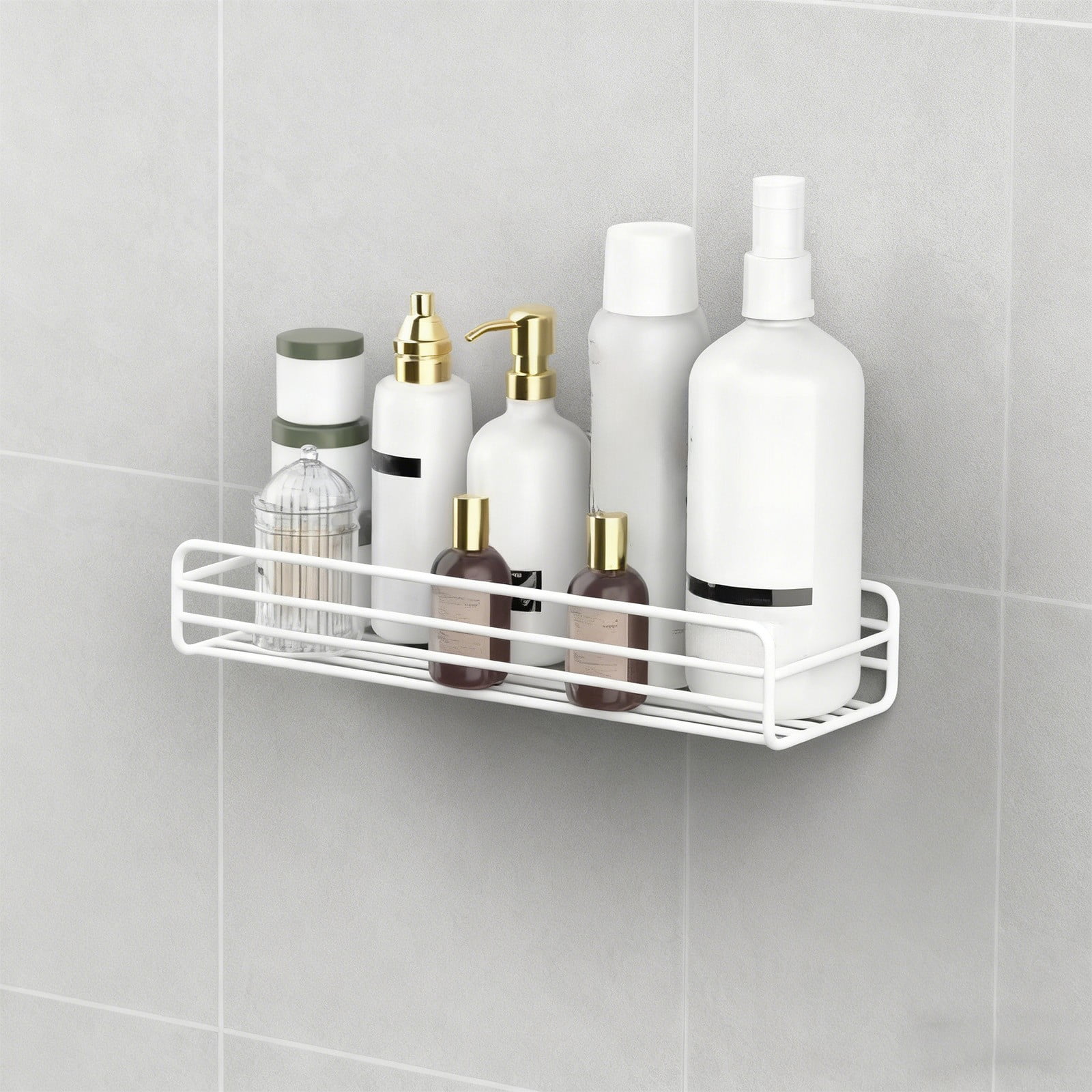 Btomtd No-Drill Rectangular Metal Wall Shelves, Bathroom and Shower ...