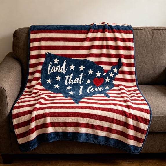 Btomtd Patriotic Striped Flannel Throw Blanket, Lightweight Summer ...