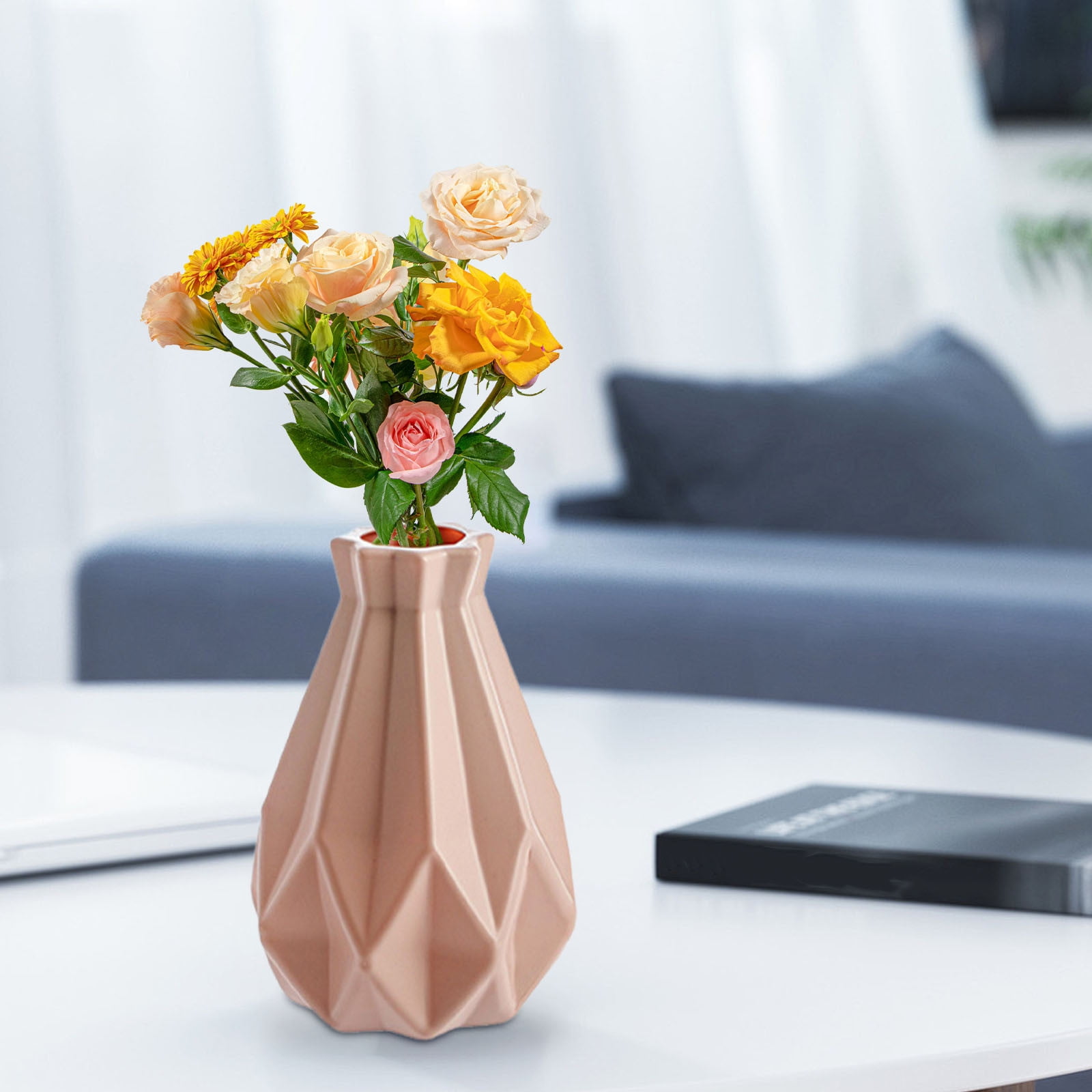 Btomtd Plastic Vase with Imitation Ceramic Finish, Hydroponic Planting ...