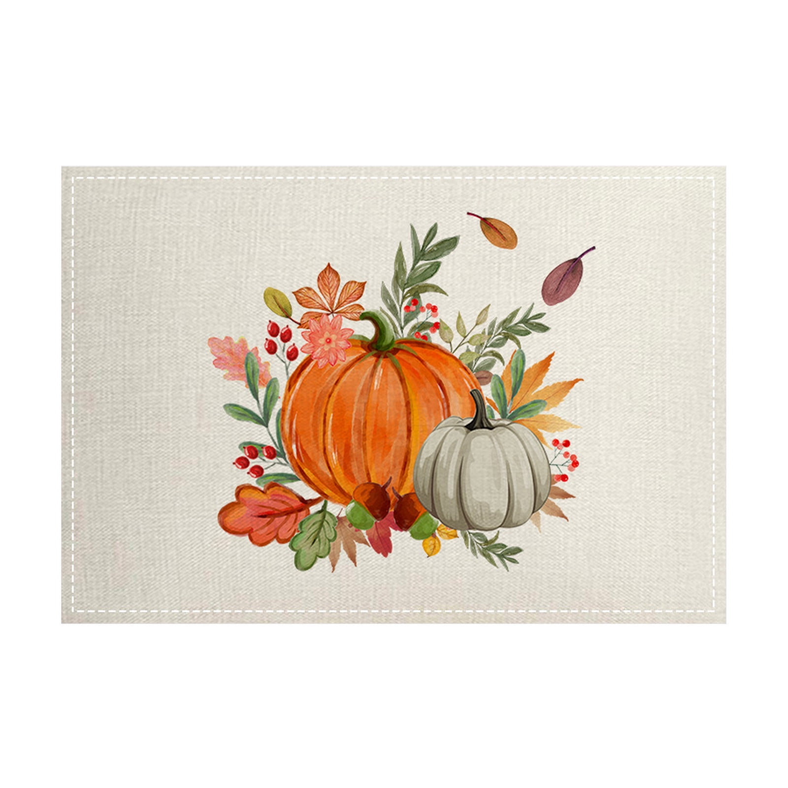 Btomtd Printed Linen Placemats Fall Themed Insulation Mat Thanksgiving ...