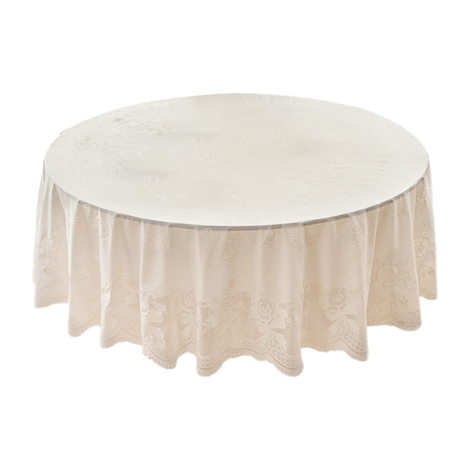 Btomtd Round PVC Lace Tablecloth, 59 Inch, Easy Clean Waterproof Table ...