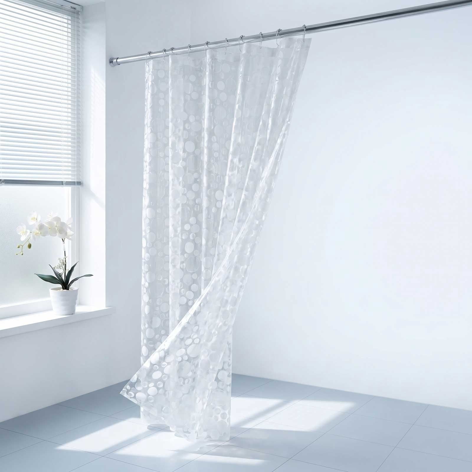 Btomtd Shower Curtain Liner, PEVA Waterproof Semi Transparent Circular ...