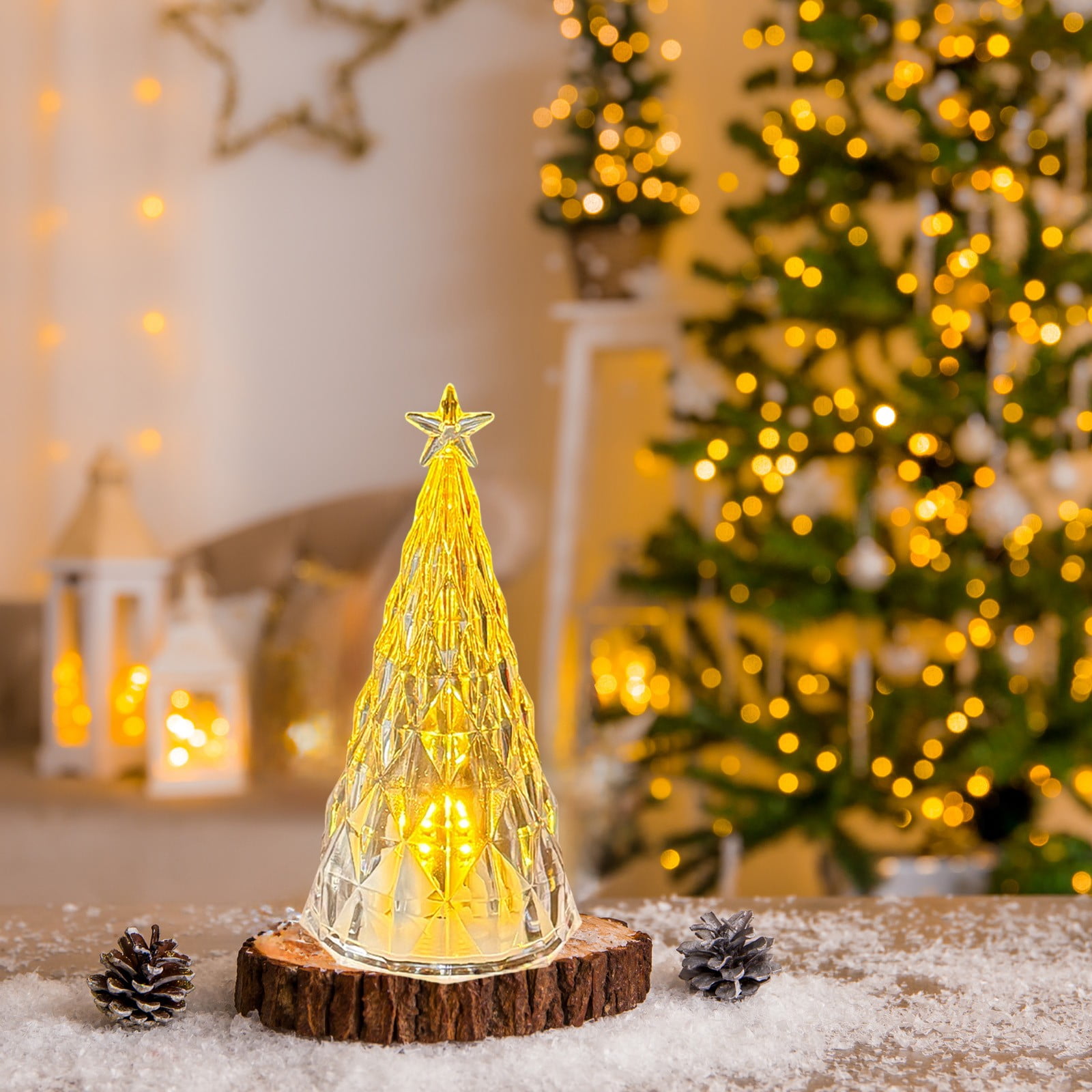 Btomtd Small Glowing Christmas Tree Night Light Desktop Ornament ...