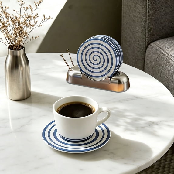 Btomtd Snail Shaped Silicone Coasters Set of 6, 2.5 Inch Non-Slip Heat ...