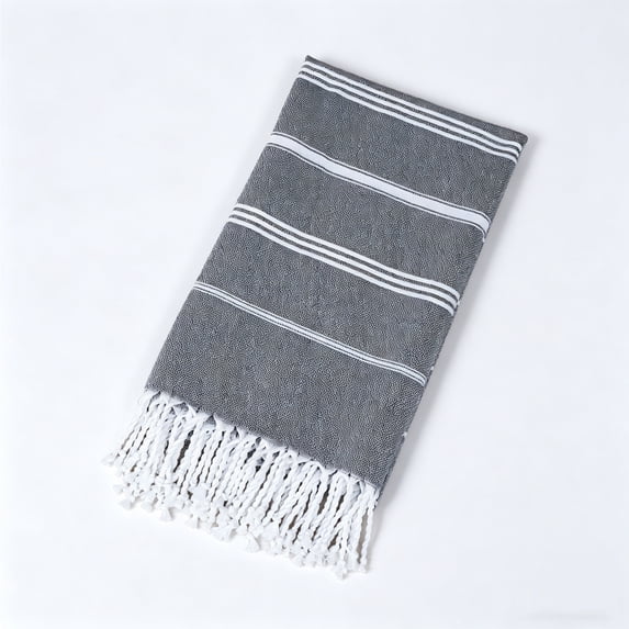 Btomtd Striped Beach Towel with Tassels, Lightweight Fast Drying, Soft ...