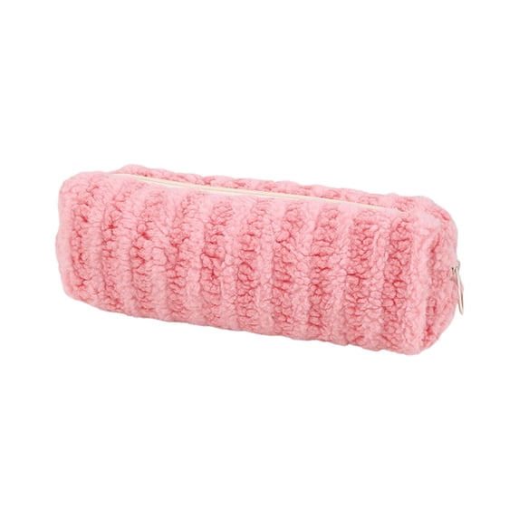 Btomtd Striped Fluffy Fabric Pencil Pouch, Multi-Purpose Student Pencil ...