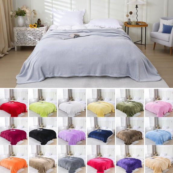 Btomtd Super Soft Solid Color Flannel Throw Blanket, Warm Cozy Bed Sofa ...