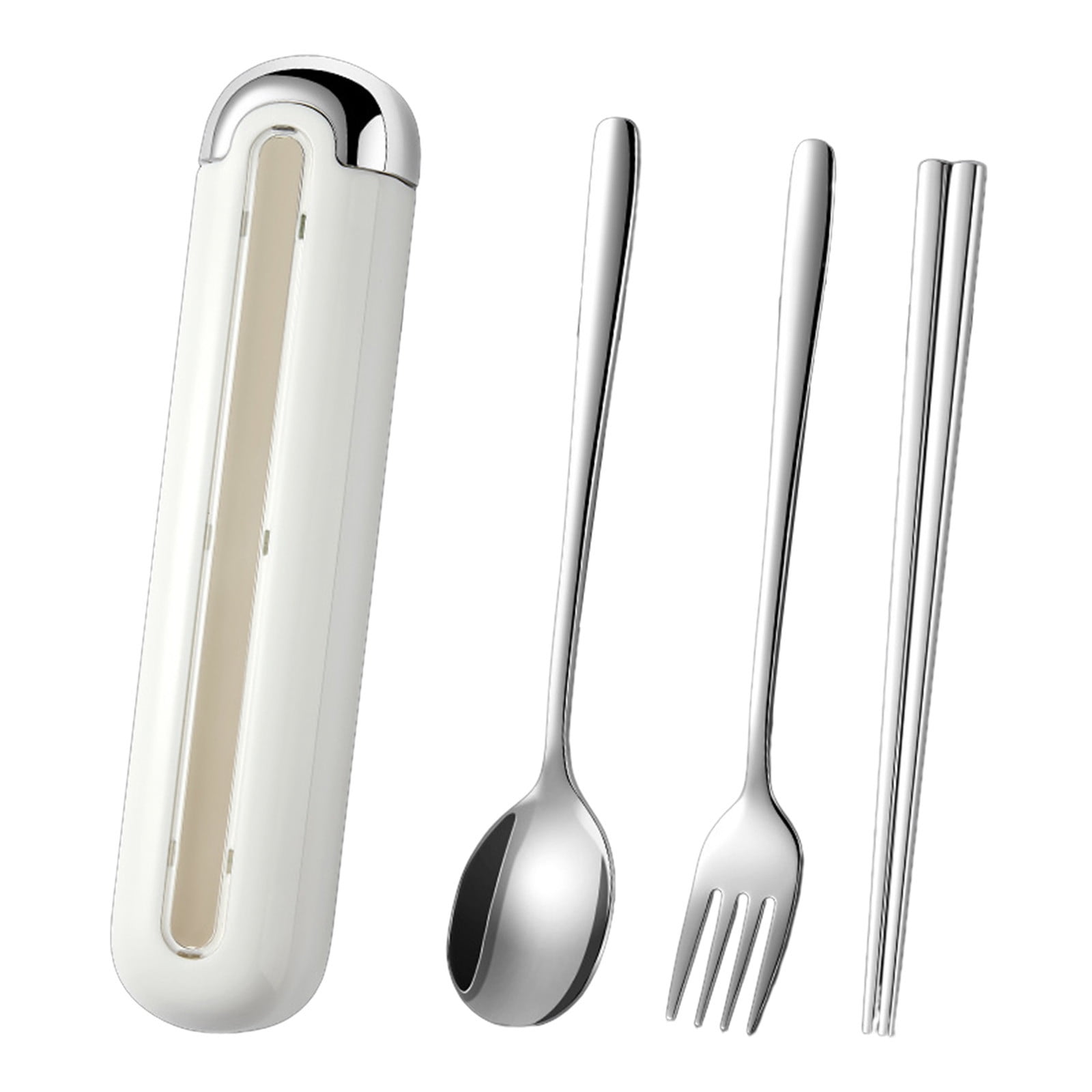 Btomtd Three Piece Portable Tableware Set with Chopsticks Fork Spoon in ...
