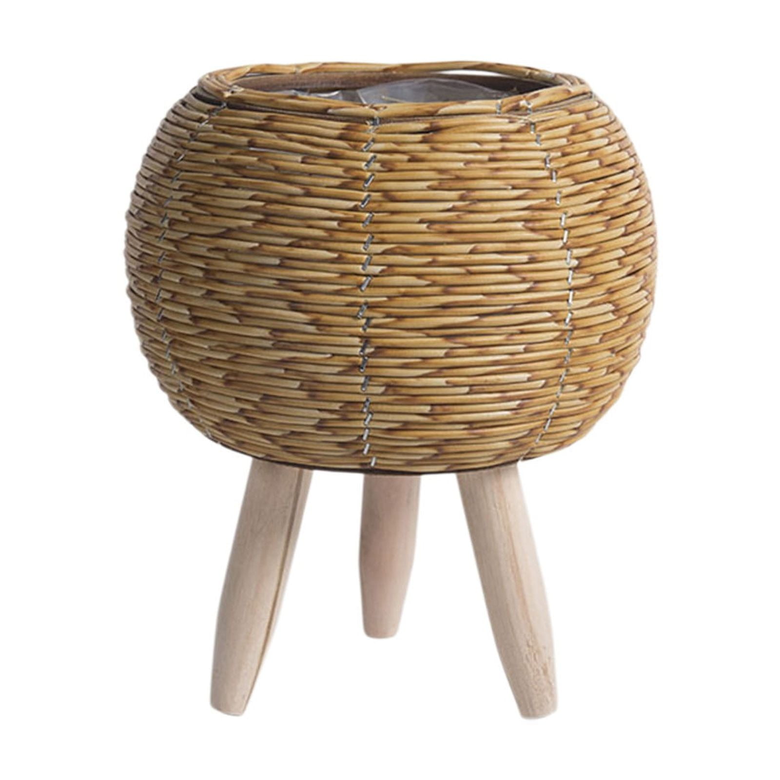 Btomtd Triangular Desktop Round Flower Stand, Imitation Rattan Woven ...