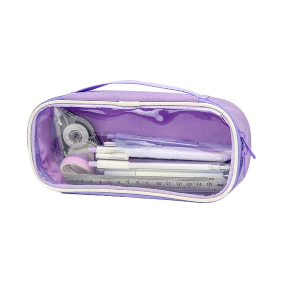 Btomtd Zipper Pencil Pouch with Transparent Window & Handle, Oxford ...