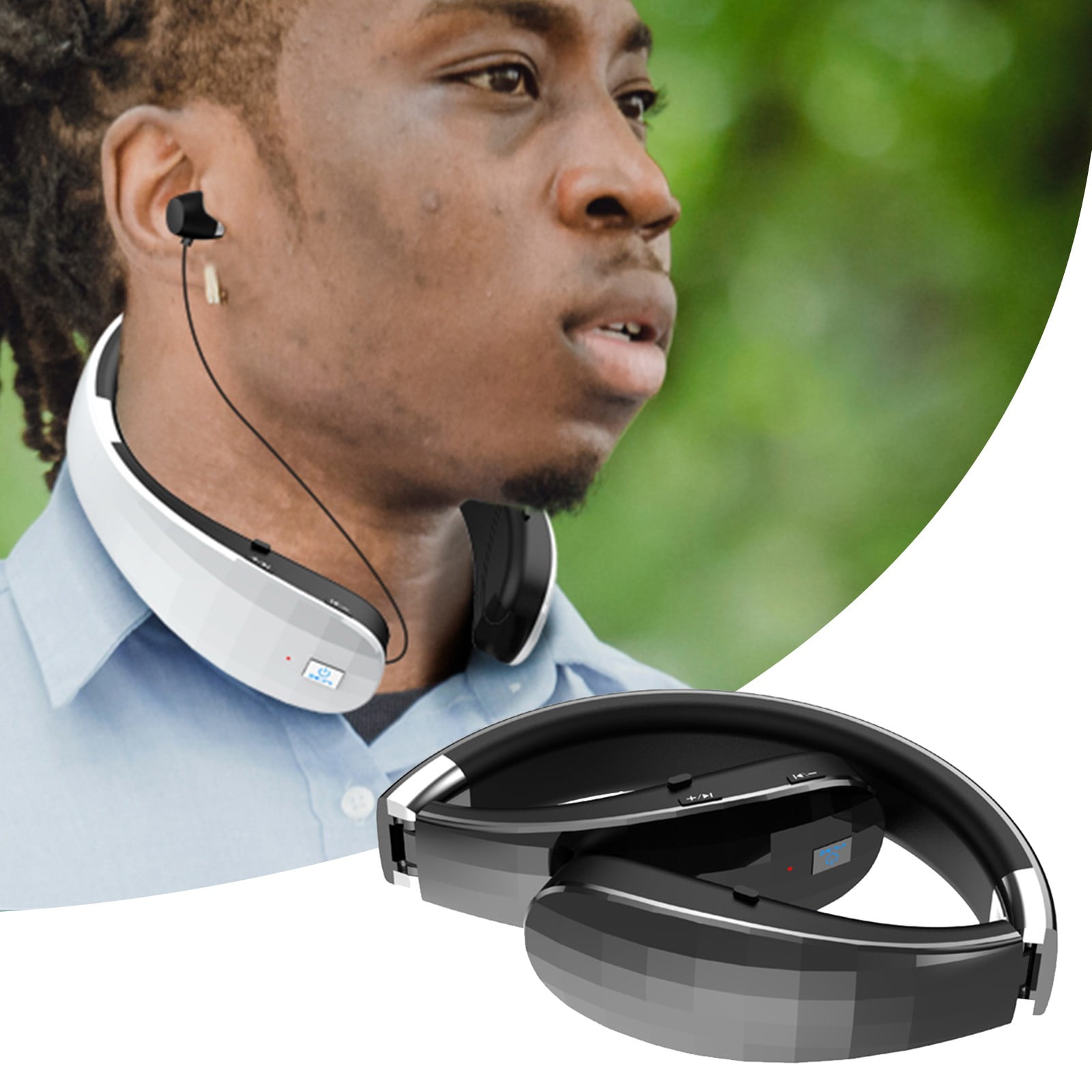 Btronag Foldable Bluetooth 5.0 Neckband Headset with Retractable ...