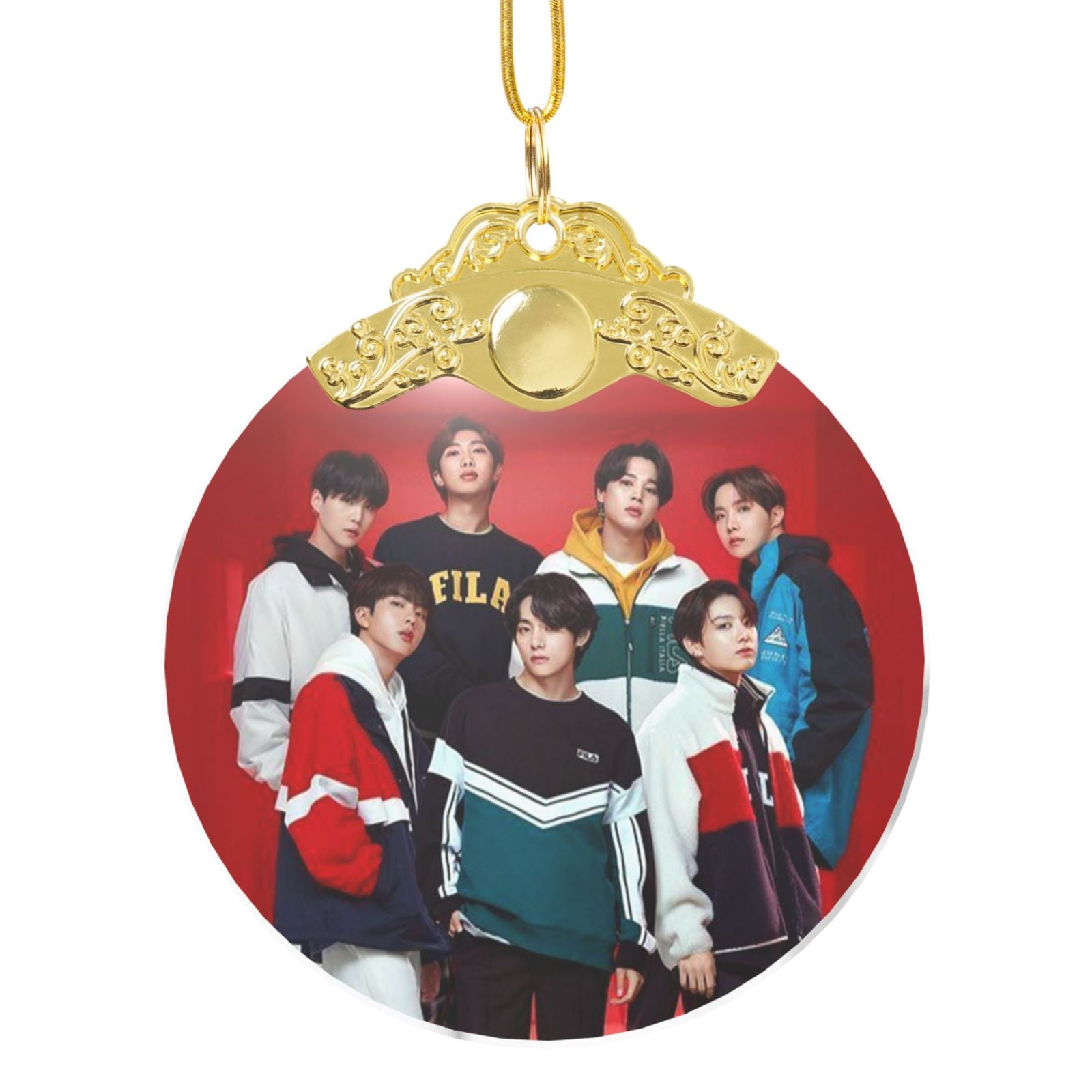 Bts Christmas Ornaments Round Glass Pendant Xmas Tree Pendants Hanging ...