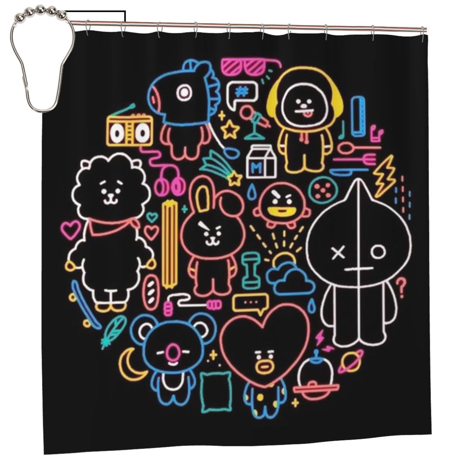 Bts Shower Curtain Bathroom Decor Waterproof Fabric Shower Curtain ...