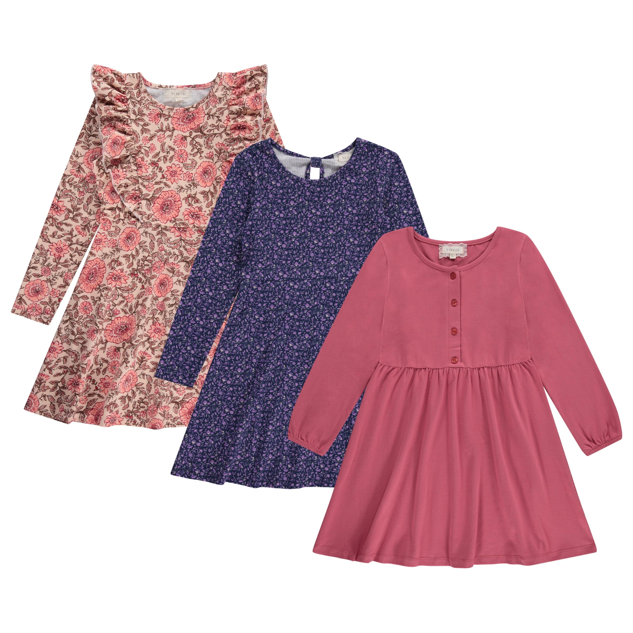 Btween Girls 3-Pack Long Sleeve Dresses - Walmart.com