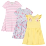 Btween Girls Dresses 3 Pack Short Sleeve Skater, Tiered & Ruffle Sleeve ...