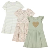 Btween Girls Dresses 3 Pack Short Sleeve Skater, Tiered & Ruffle Sleeve ...