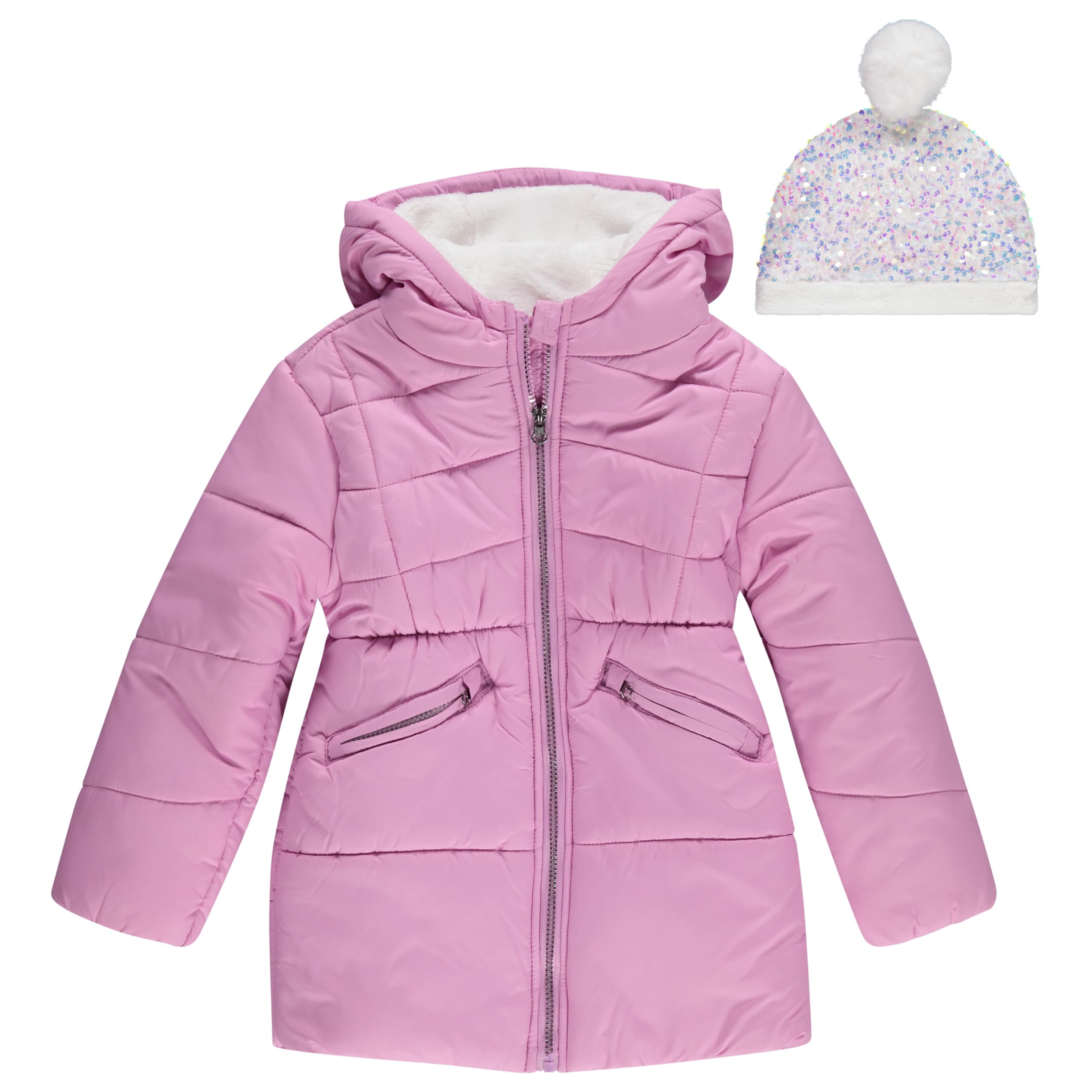 BTween Girls' Puffer Jacket, Warm and Lightweight Winter Coat, Water ...