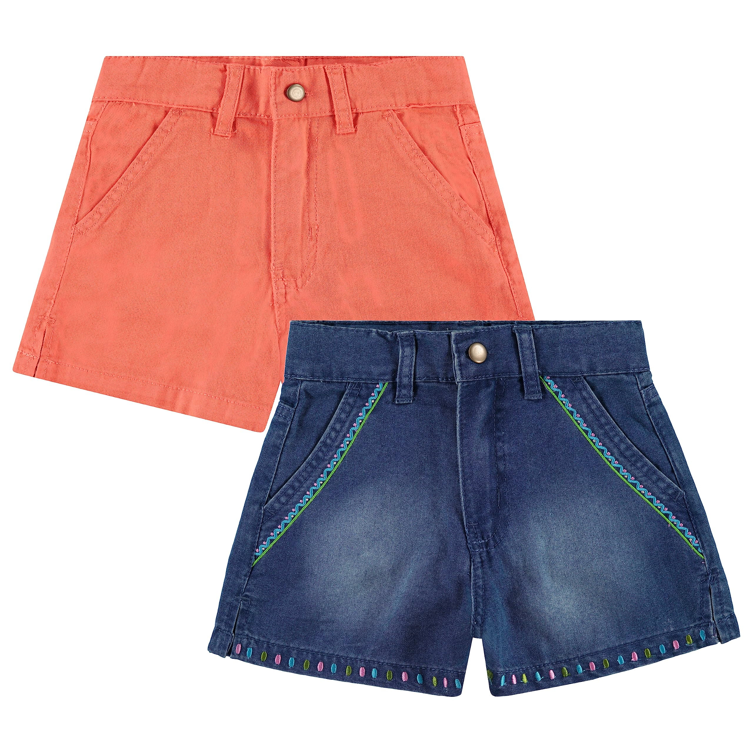 Btween's 2-Pack Lightweight Denim Shorts for Girls | Cotton Blend ...