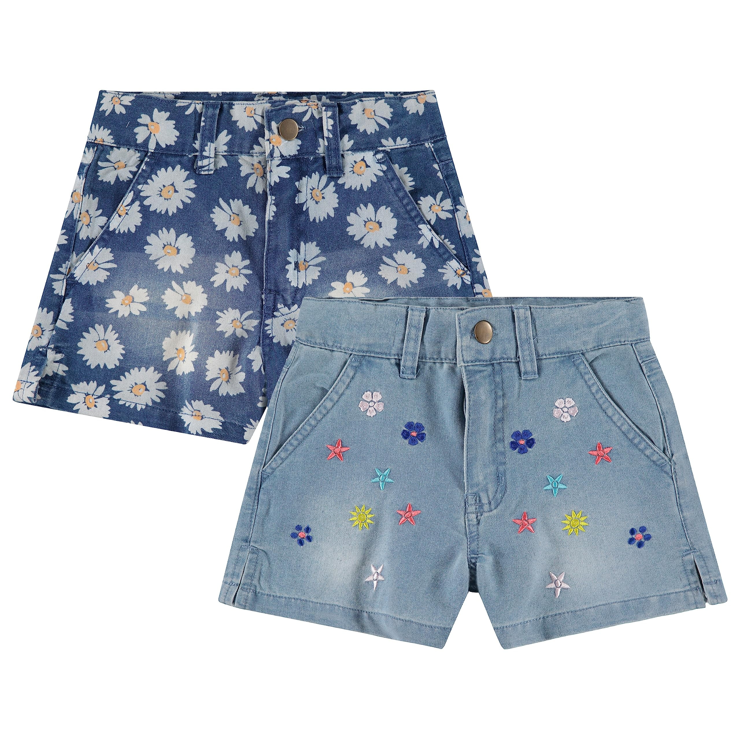 Btween's 2-Pack Denim Shorts for Girls, Cotton Blend, Sizes 4-16 ...
