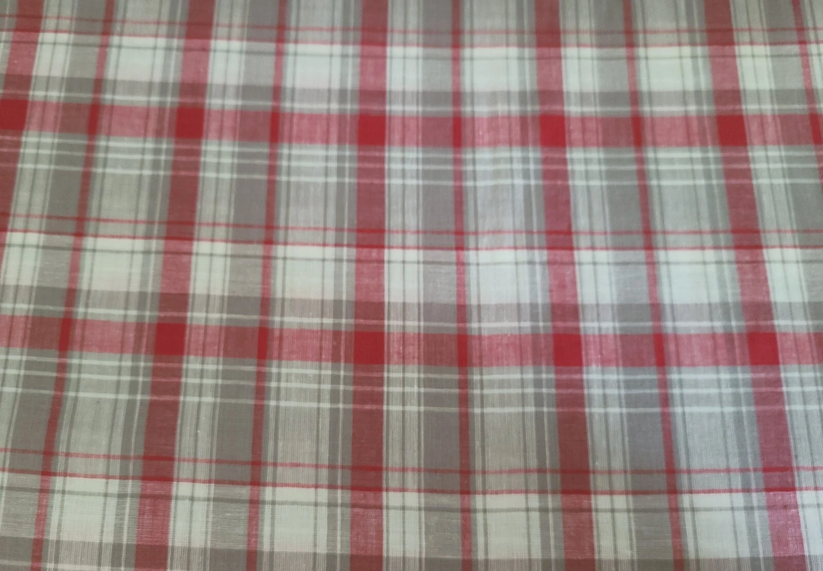 Bty X 45"W Fabric Plaid Red Gray White Quilting Sewing Crafting ...
