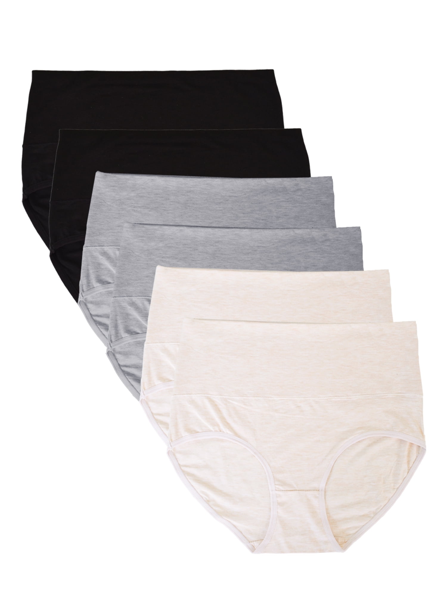 Buankoxy 6 Pack Women's High Waist Tummy Control Cotton Underwear Solid ...