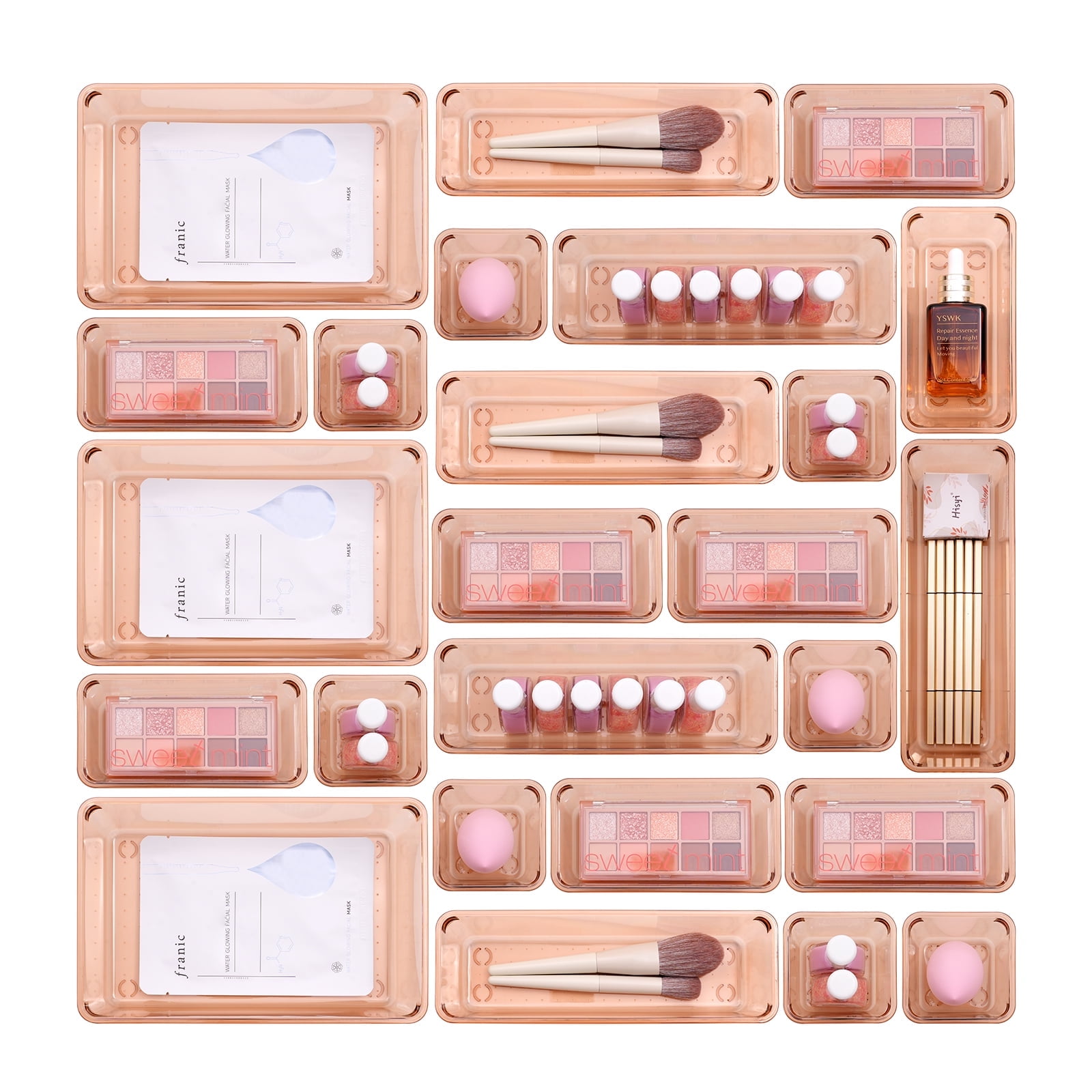 Buanson 25 PCS Plastic Drawer Organizers, 4 Sizes for Makeup, Kitchen ...