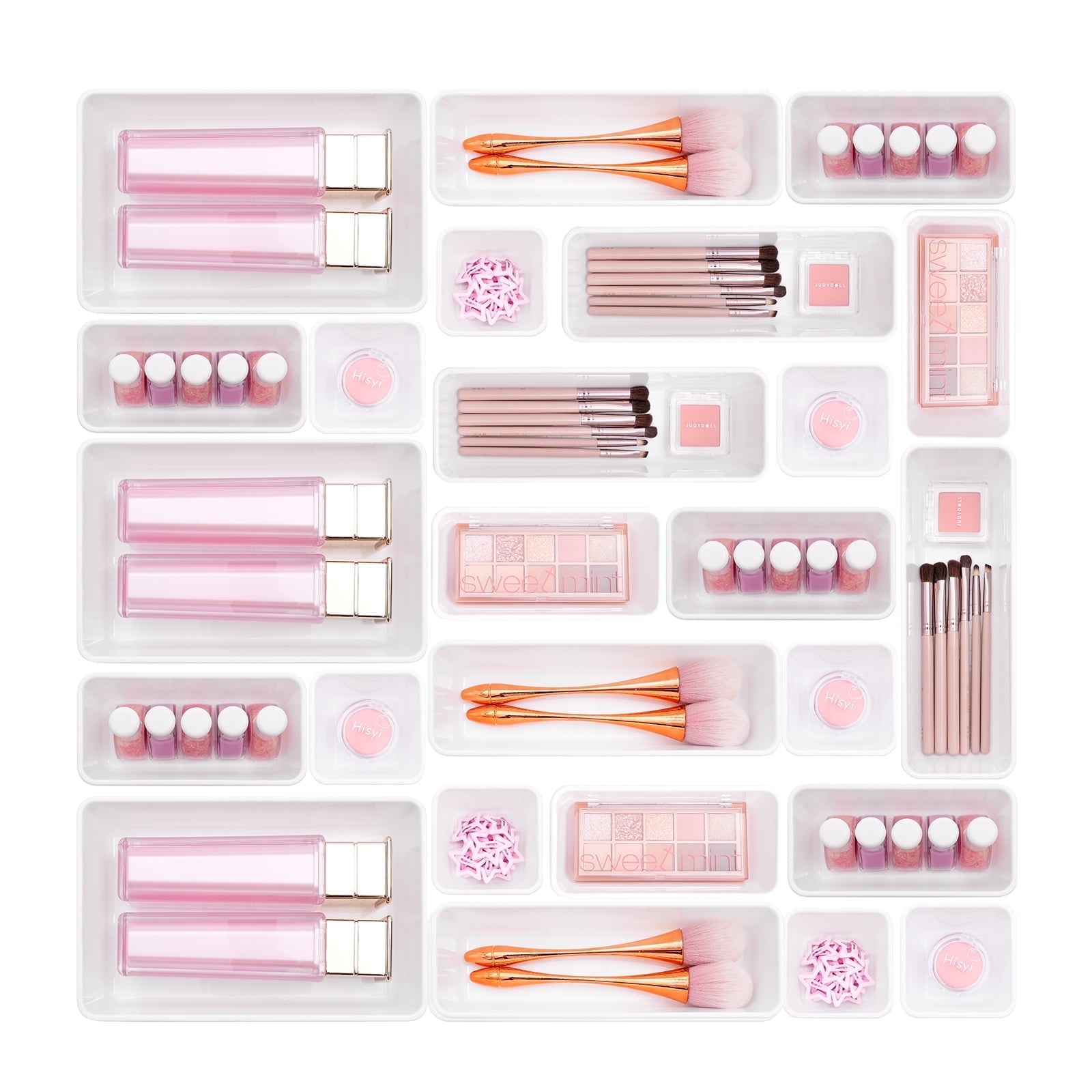 Buanson 25 PCS Plastic Drawer Organizers Set, 4-Size Versatile Bathroom ...