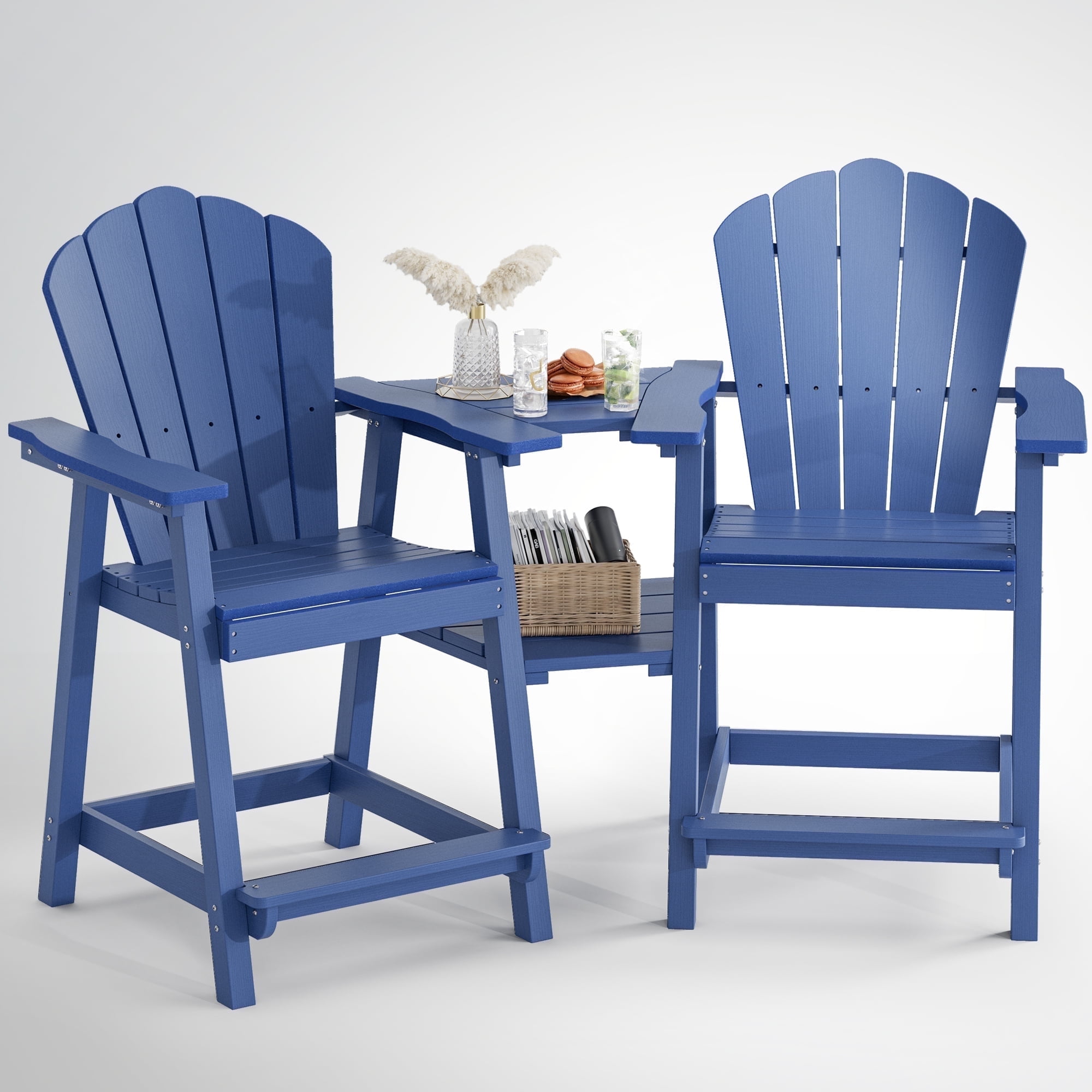 Buballino Adirondack High Bar Outdoor Bar Stools Set of 2, Weather ...