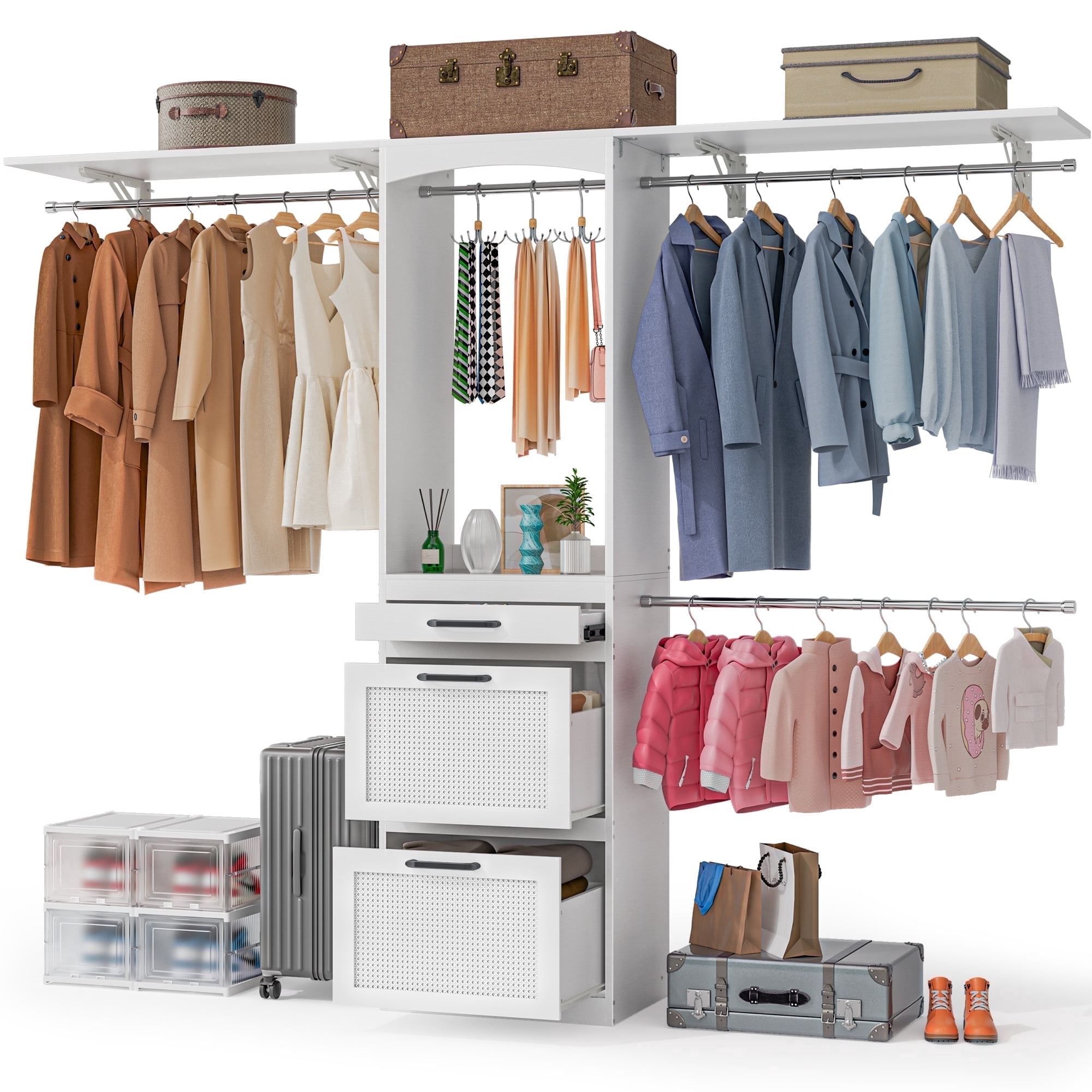 Buballino Adult Rattan-Inspired Drawer Design 3-Drawer Closet Organizer ...