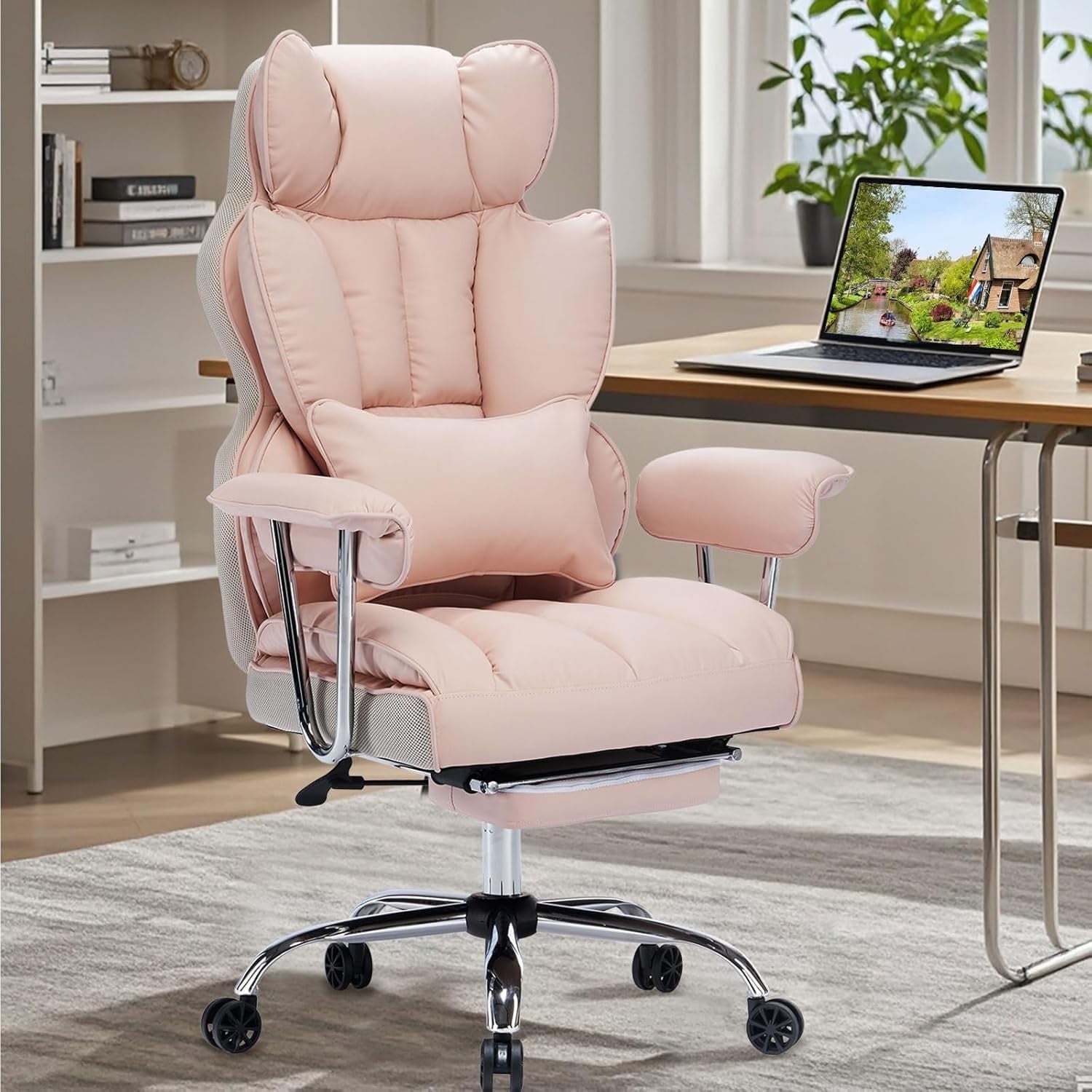 Woodty Executive Chair, PU Leather, High Back & Lumbar Support ...