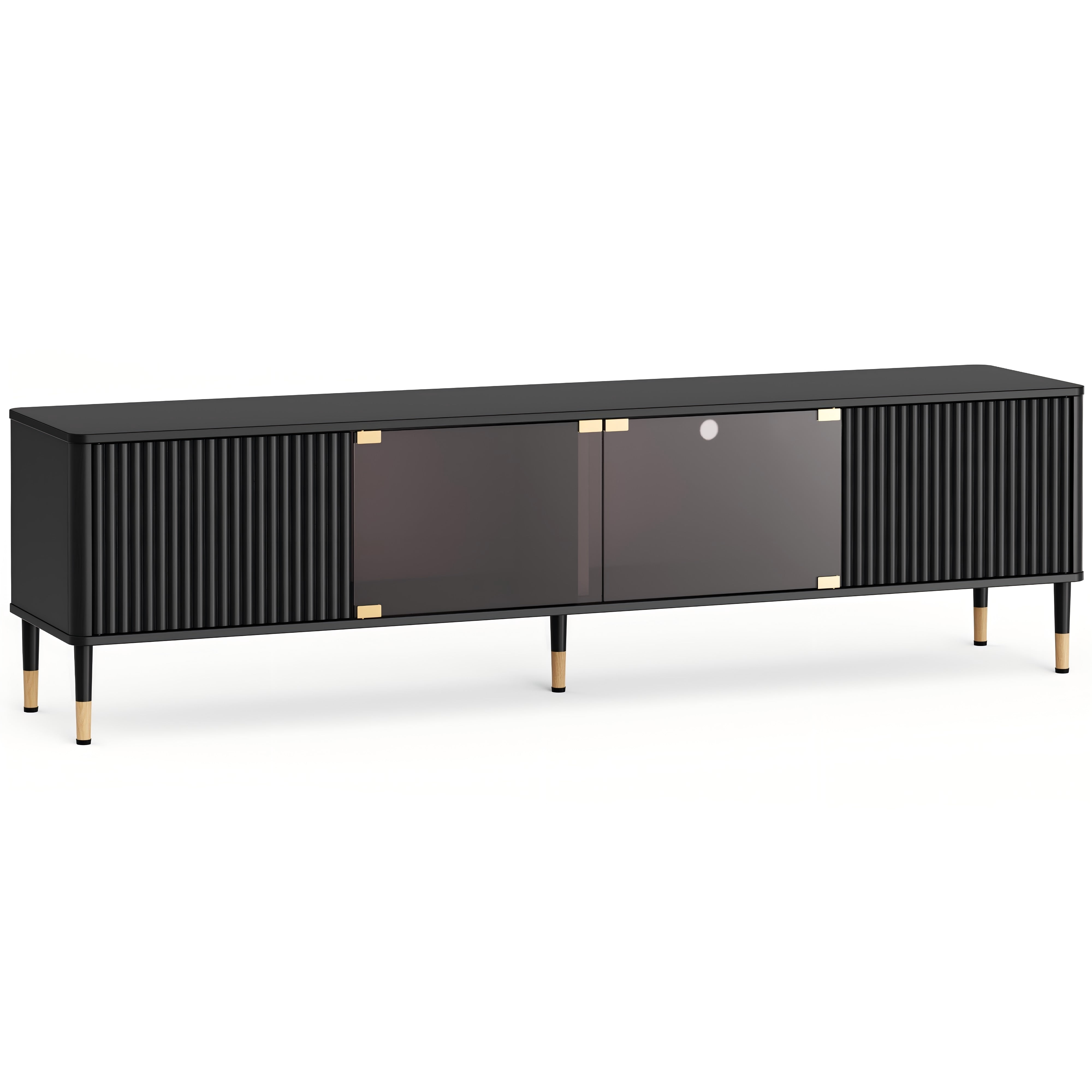 Buballino Modern Expandable TV Stand in Natural Wood - Side-by-Side or ...