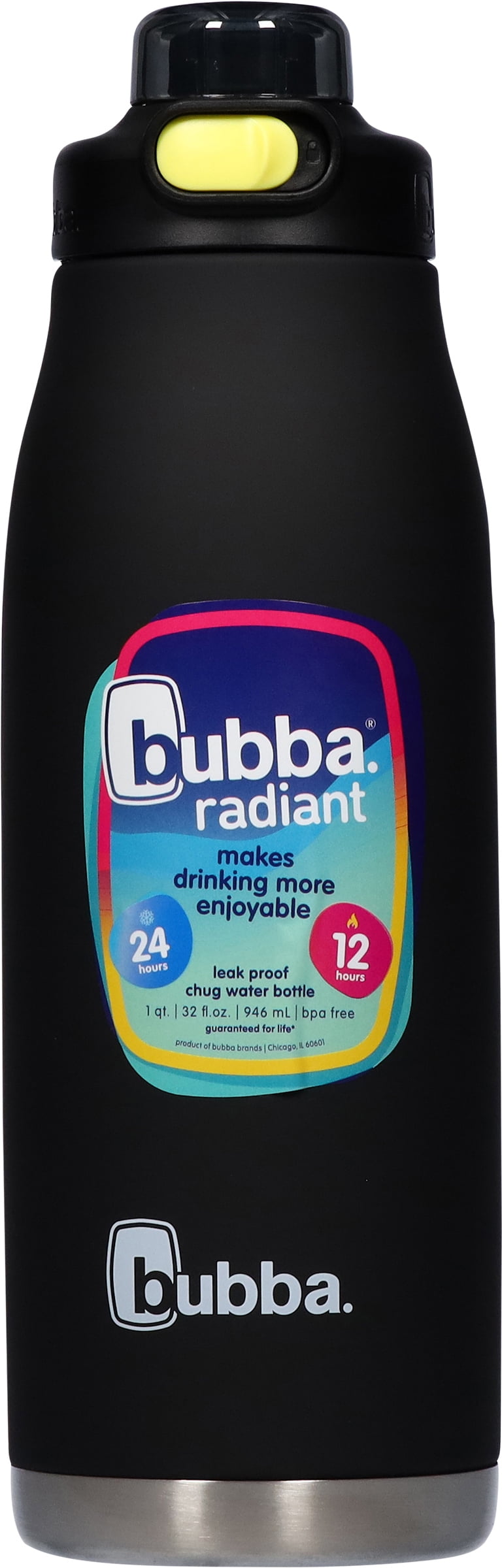 Bubba 2198502 Radiant Push Button Water Bottle, Rubberized, Licorice ...