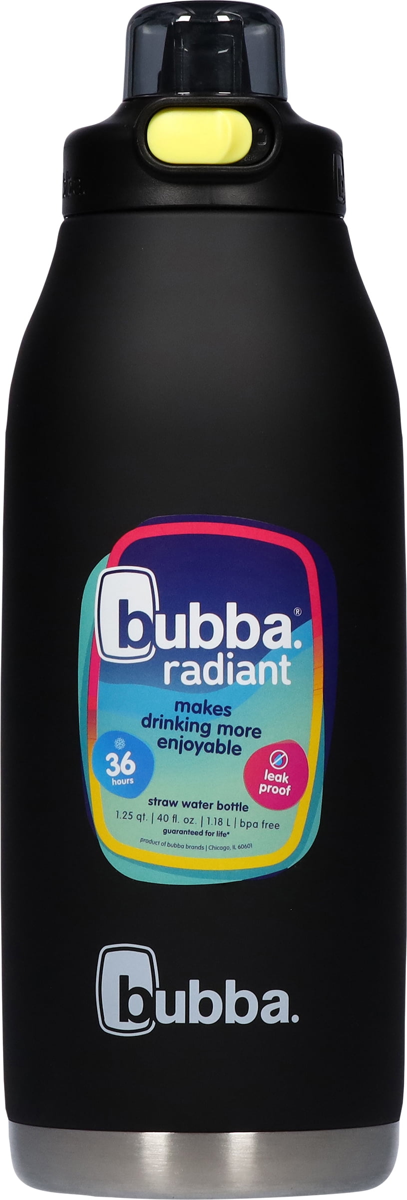 Bubba 2198506 Radiant Push Button Water Bottle, Rubberized, Licorice ...